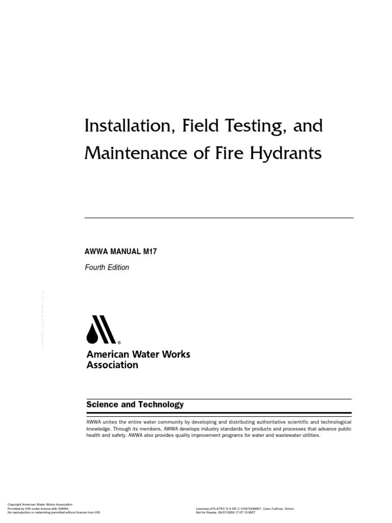 (AWWA Standards Committee On Fire Hydrants) Installation Field Testing ...