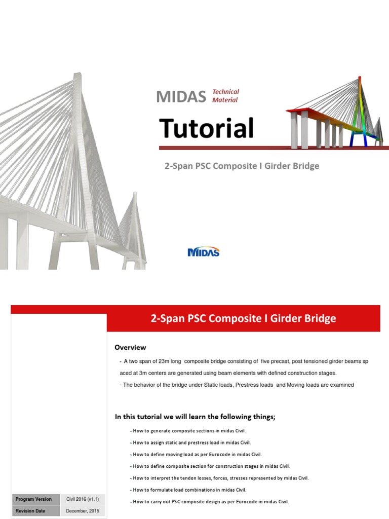2-Span PSC Composite Girder Bridge | Beam (Structure) | Stress (Mechanics)