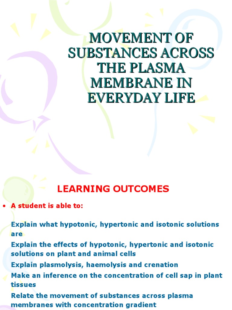 4-Movement of Substances Across The Plasma Membrane in Everyday Life ...
