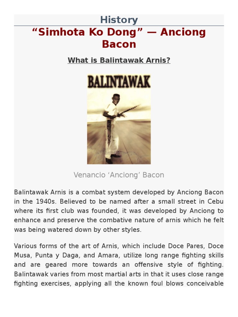 Balintawak History | PDF | Combat | Asian Martial Arts