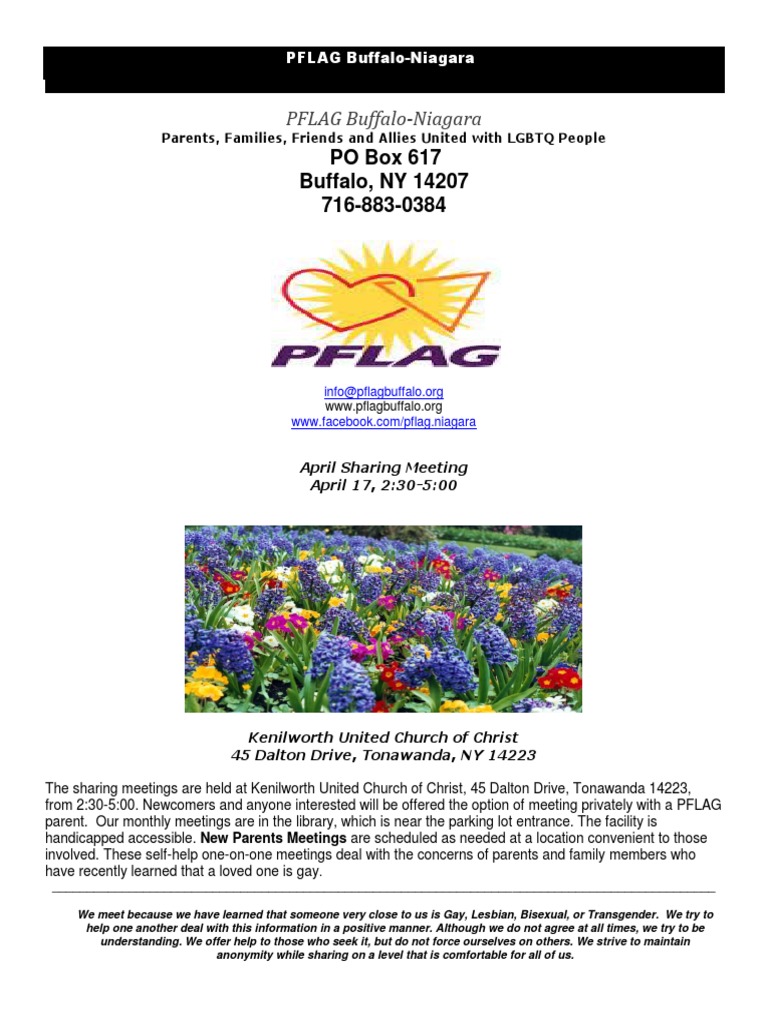 PFLAG Buffalo-Niagara: PO Box 617 Buffalo, NY 14207 716-883-0384 | PDF ...