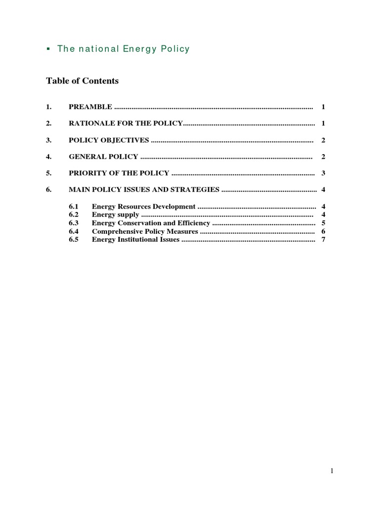 The National Energy Policy | PDF | Energy Industry | Energy Conservation