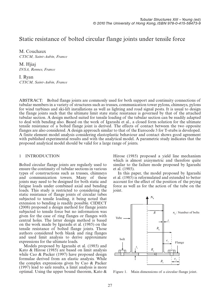 Static Resistance Bolted Circular Flange Joints | PDF | Bending | Yield ...