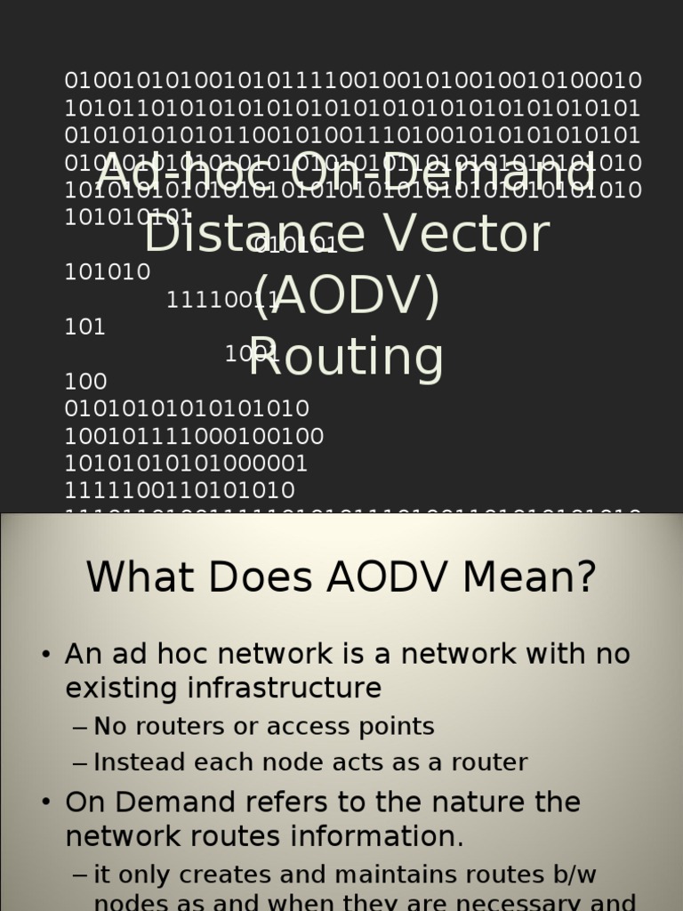 Aodv Slide Final | PDF | Routing | Wireless Ad Hoc Network