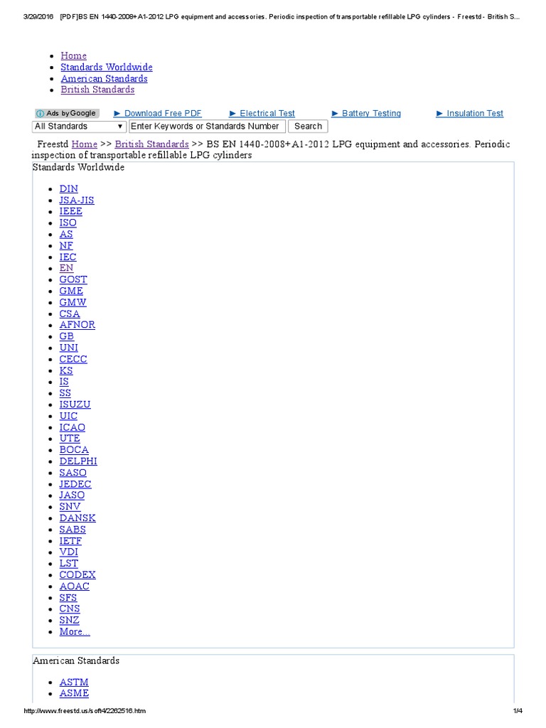 (PDF) BS EN 1440-2008+A1-2012 LPG Equipment and Accessories | PDF ...