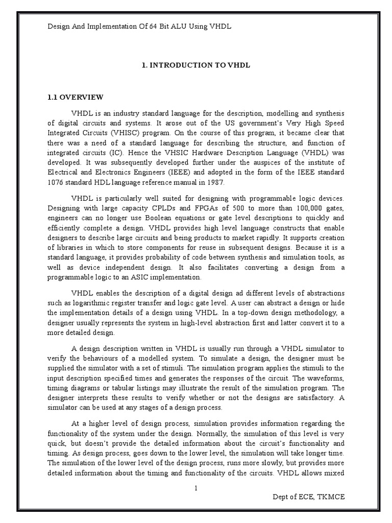 64 Bit Alu Implementation Complete | PDF | Vhdl | Instruction Set