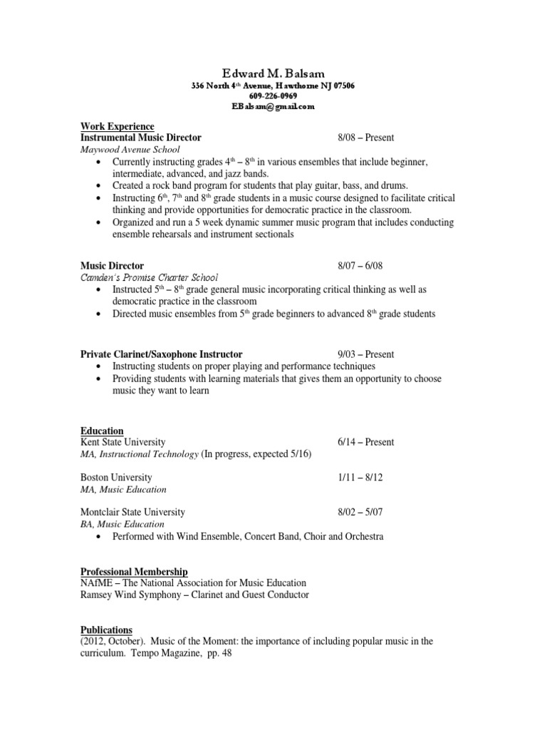 Edward M. Balsam: Music Educator Profile | PDF | Foreign Language ...
