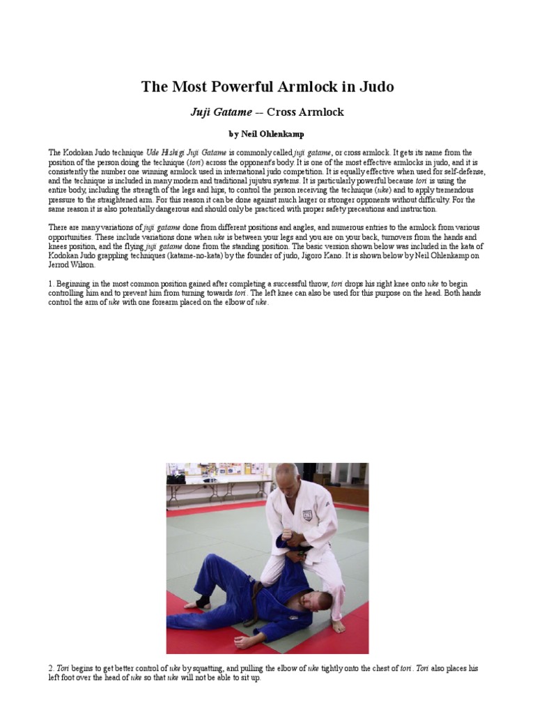 The Most Powerful Armlock in Judo - Juji Gatame | PDF | Judo | Elbow