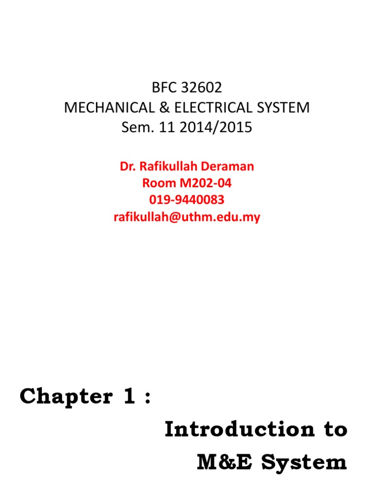 Topic 1 Introduction To ME Systems | PDF | Hvac | Security Alarm