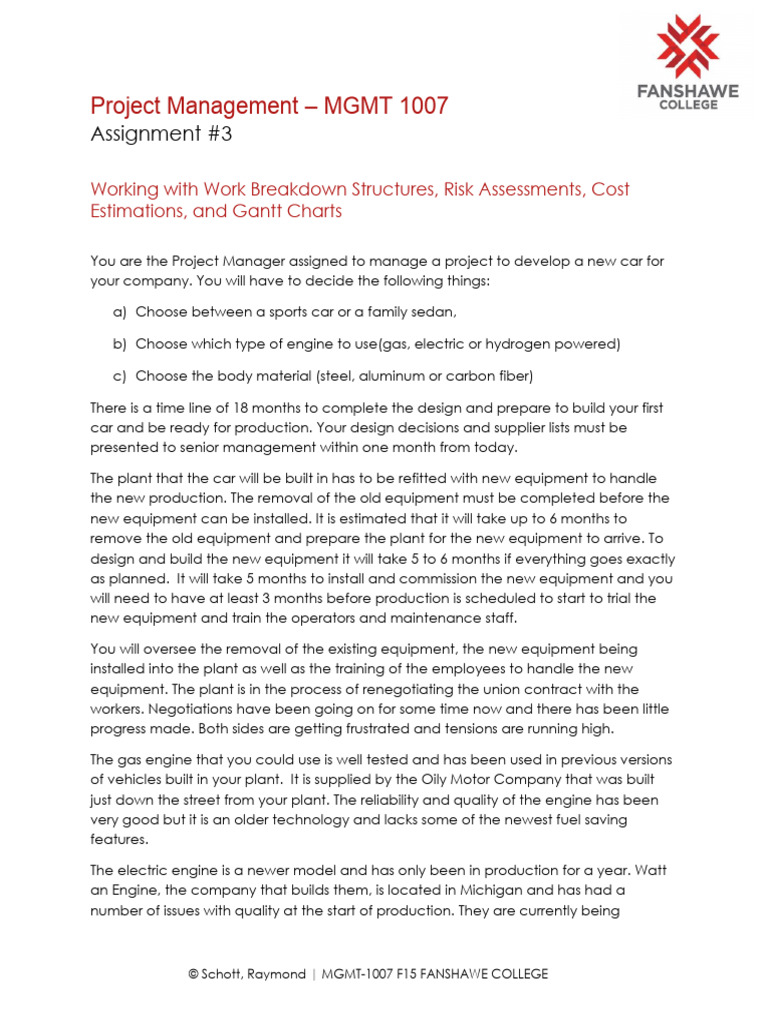 Project Management Assignment 3 | PDF | Engines | Project Management