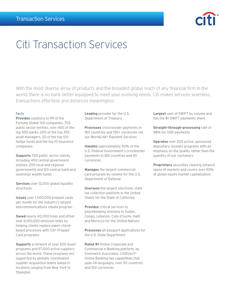 Transaction Services | PDF | Citigroup | Financial Transaction