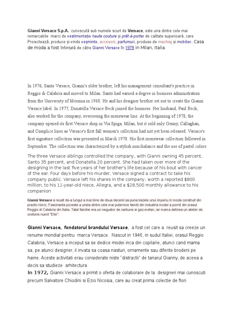 Versace | PDF | Lifestyle