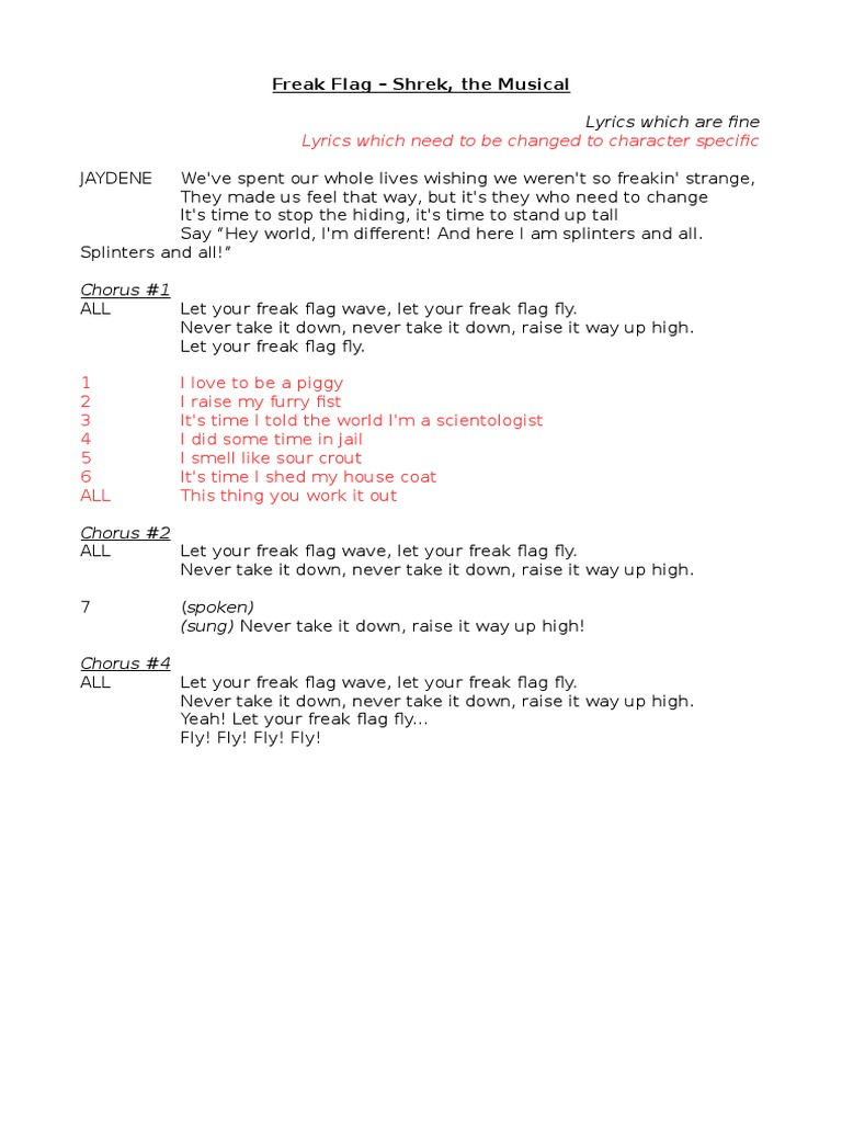 Freak Flag LYRICS Prelim | PDF | Poetry