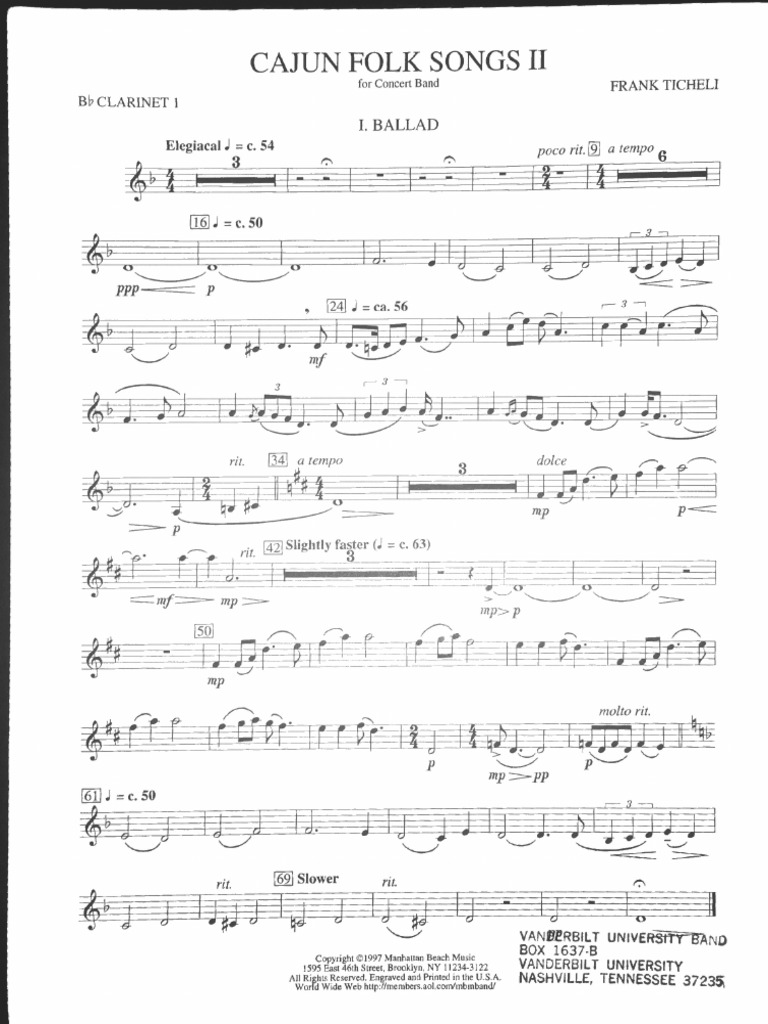Cajun Folk Song - Clarinets | PDF