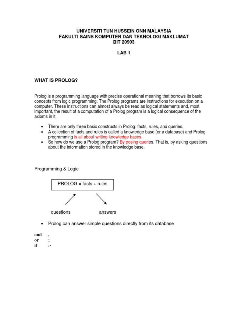 An Introduction to Prolog: Basic Concepts, Syntax and Examples | PDF | Artificial Intelligence ...