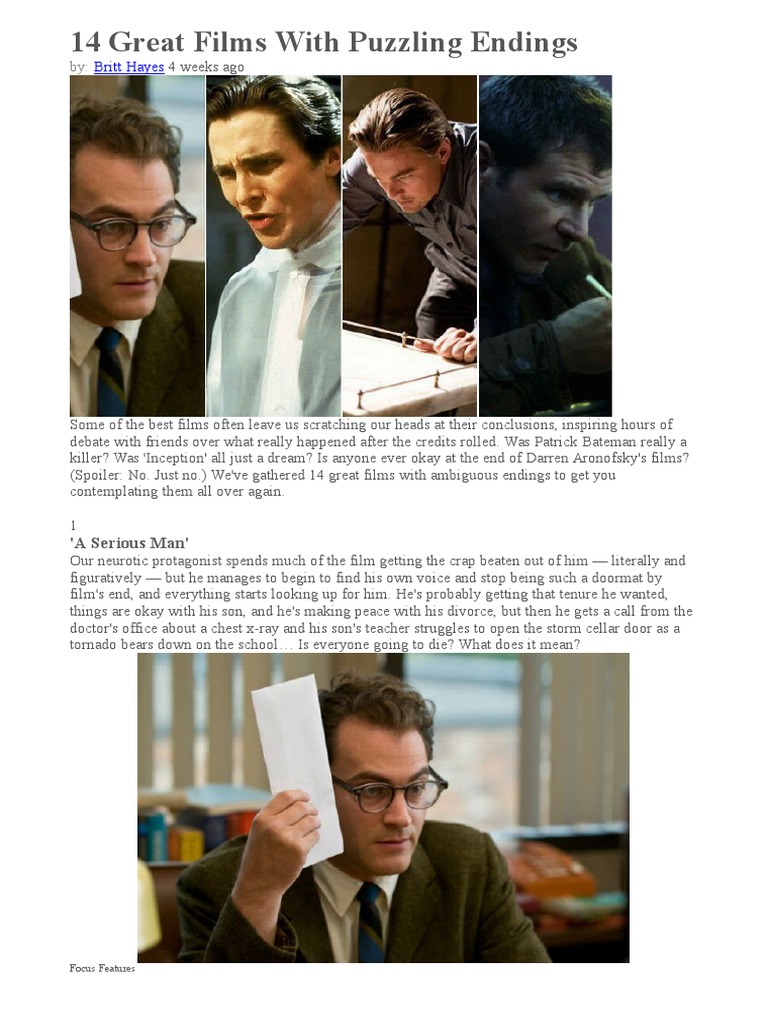 Ambiguous Endings: 14 Great Films That Leave Viewers Guessing | PDF ...