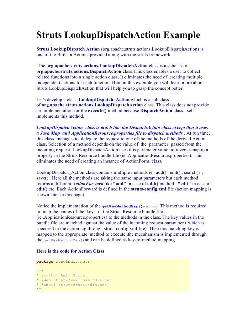 Struts Look Up Dispatch Action Example Pdf Method Computer Programming Class Computer 8625
