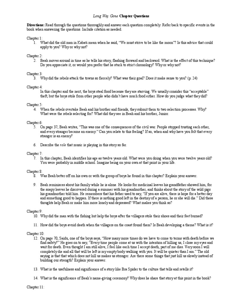 A Long Way Gone Chapter Questions
