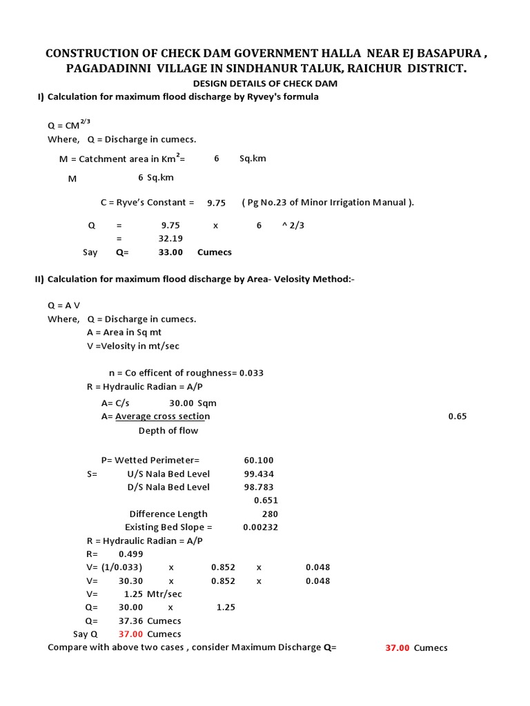 Design of Check Dam | PDF | Dam | Hydraulics