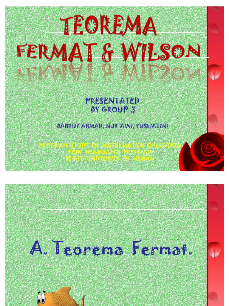 Presentasi Teorema Fermat Dan Wilson Ok | PDF