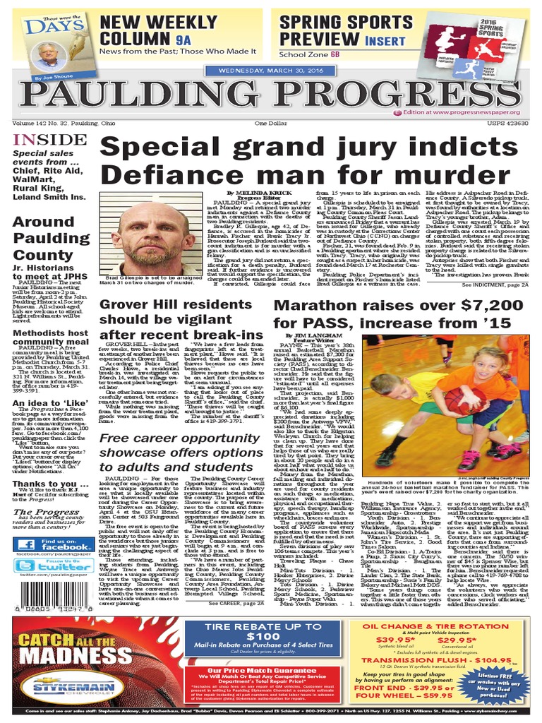 Paulding Progress March 30, 2016 | PDF | Easter | Arraignment