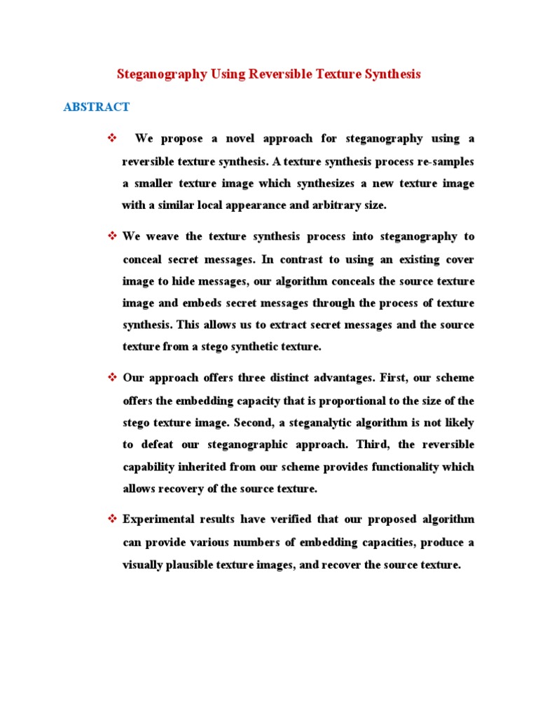 Steganography Using Reversible Texture Synthesis | PDF | Online Shopping | Information ...