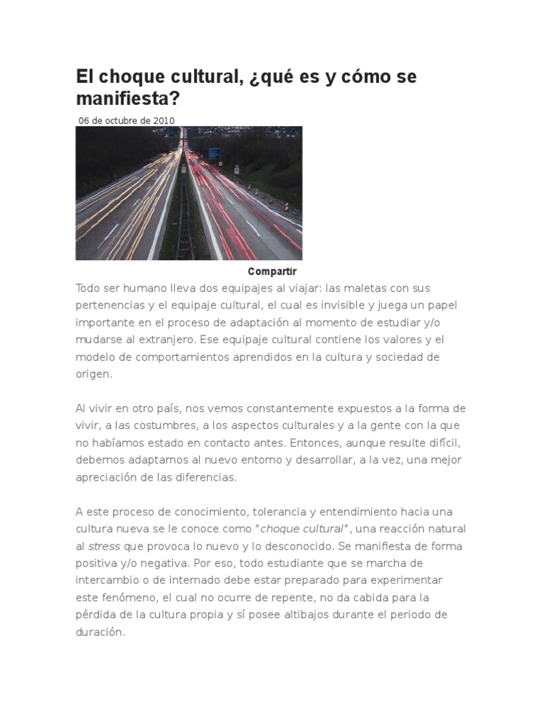 El Choque Cultural | PDF | Sicología | Conocimiento