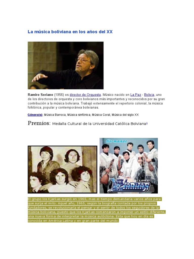 La Música Boliviana en Los Años Del XX | PDF | Bolivia | Coro