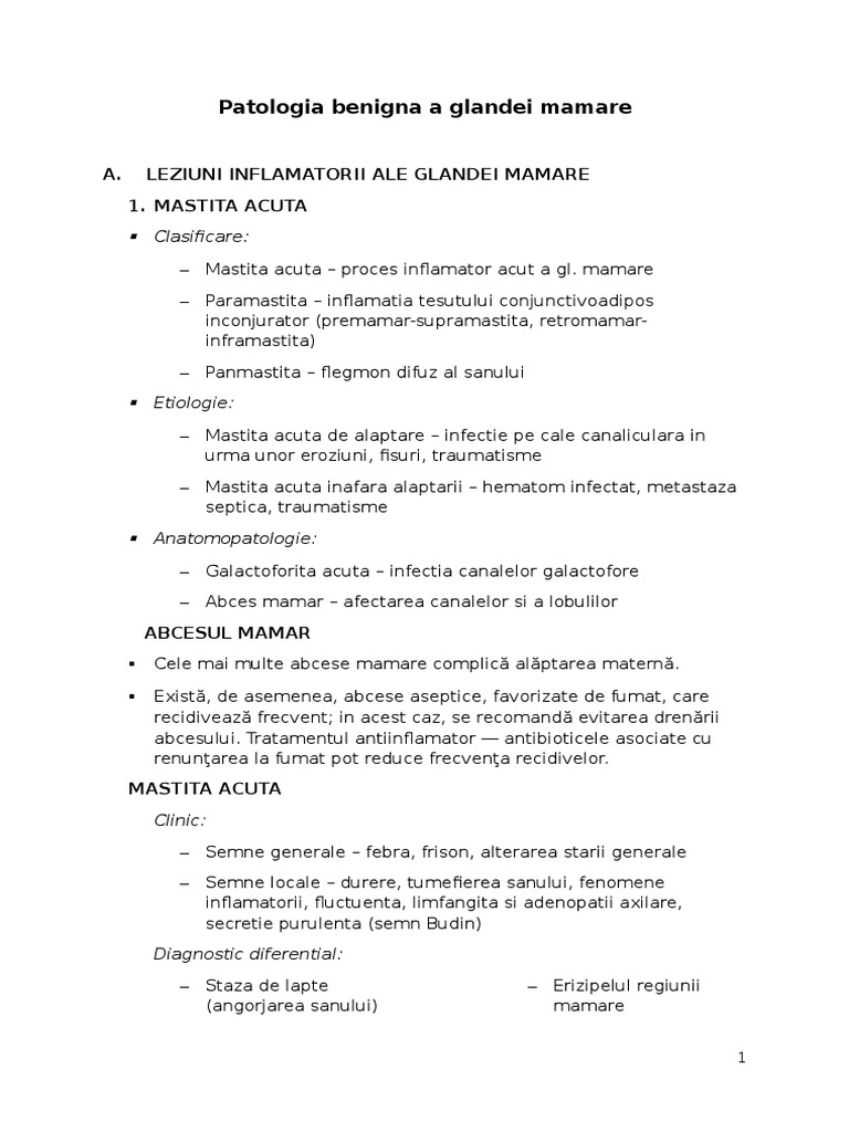 Patologia Benigna A Glandei Mamare | PDF