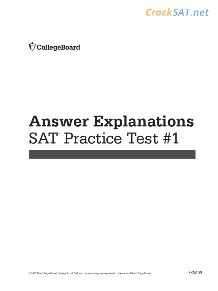 New SAT Practice Test 1 - Answers | PDF | Sat | Dna