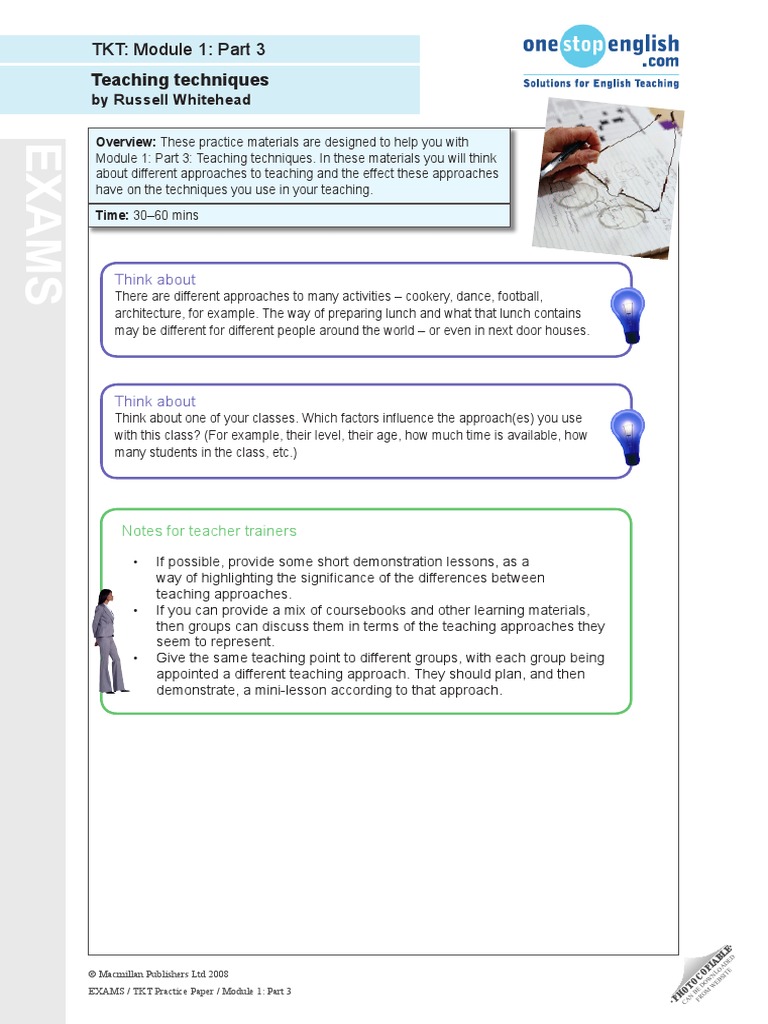Teaching Techniques: TKT: Module 1: Part 3 | PDF | Educational ...