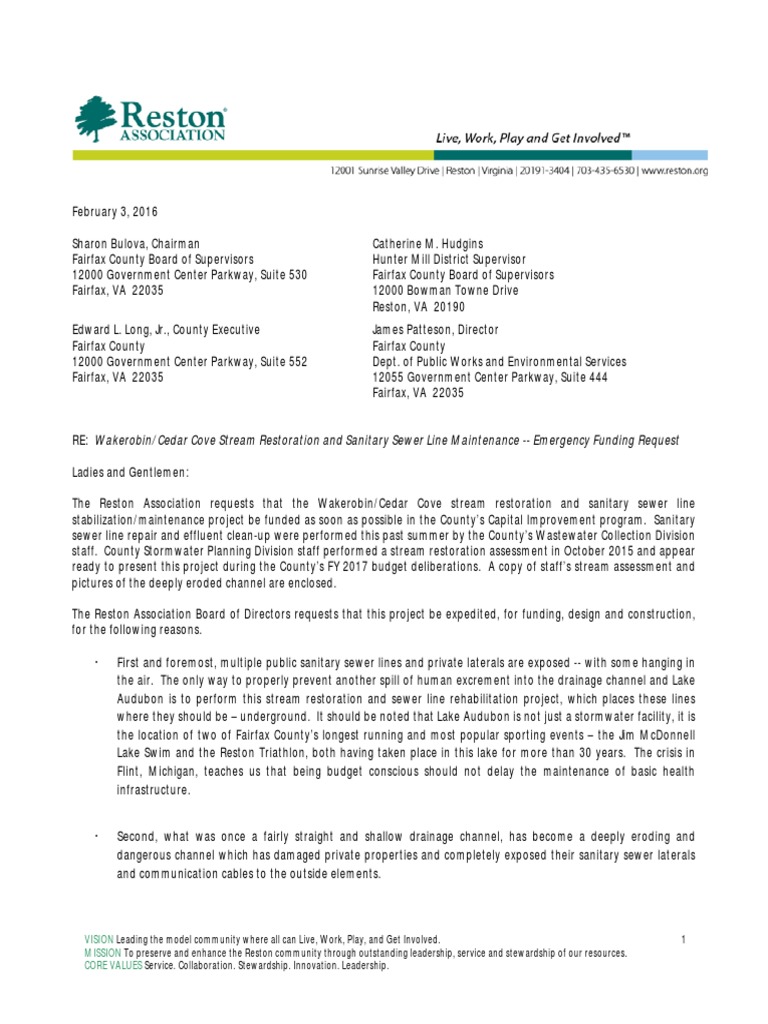 Sanitary Sewer Maintenance Request in Reston | PDF | Sanitary Sewer ...