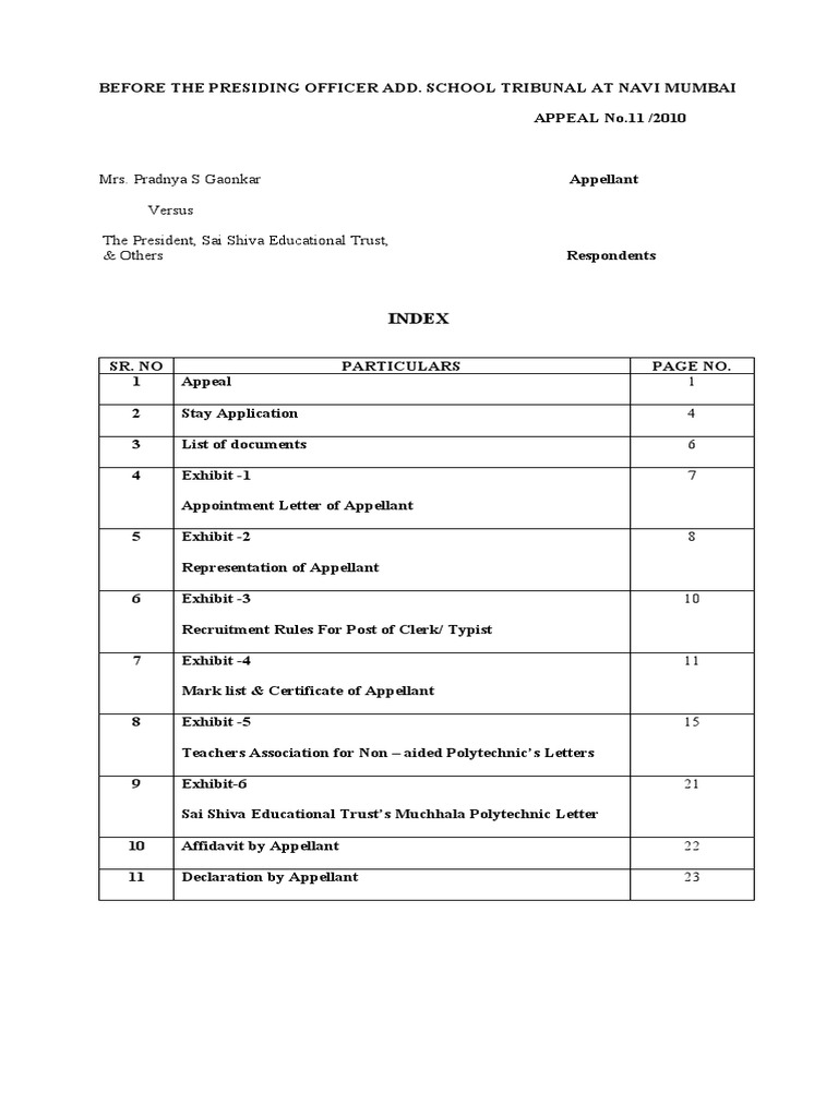 School Tribunal Draft for Appeal