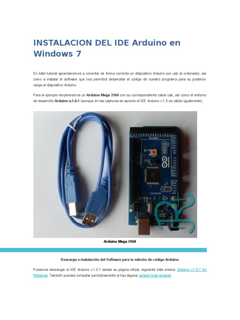 Instalacion Del Ide Arduino en Windows 7 | PDF | Arduino | Programa de ...