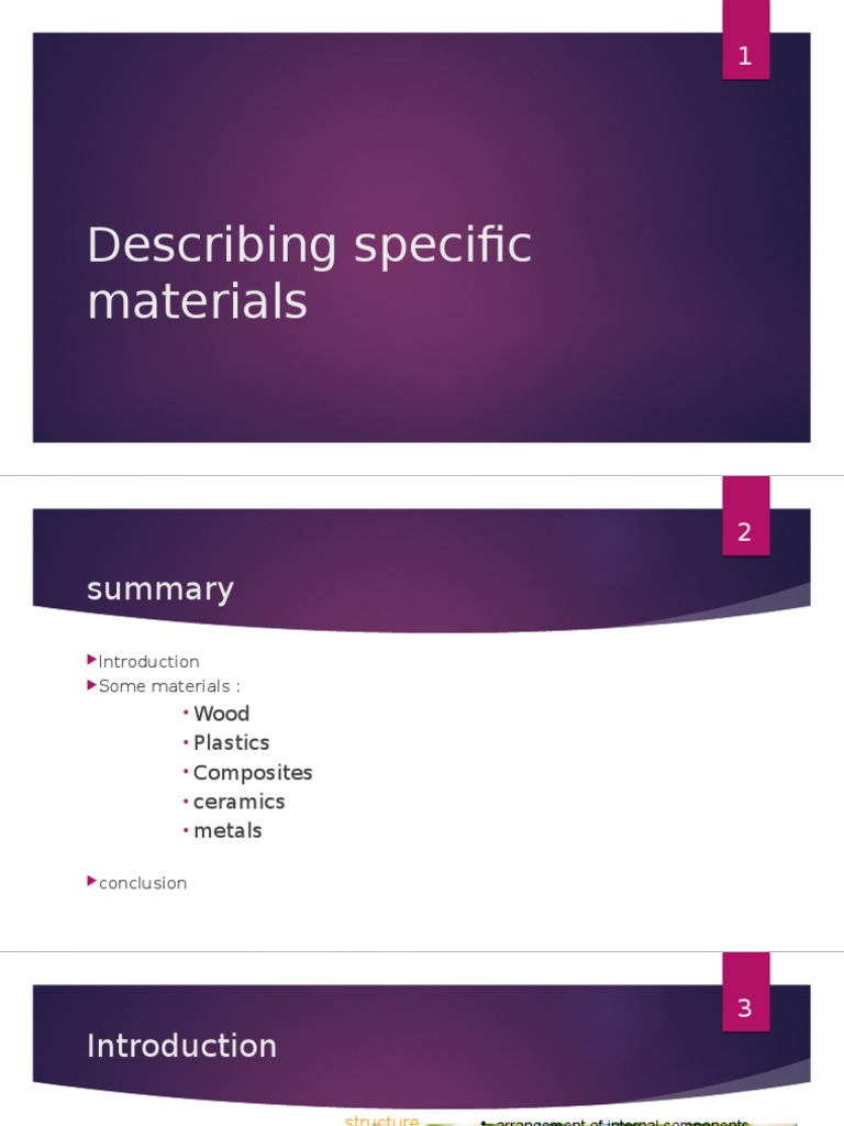 Overview of Specific Materials | PDF