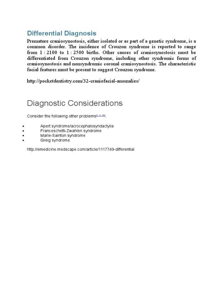 Diagnostic Considerations: Differential Diagnosis | PDF