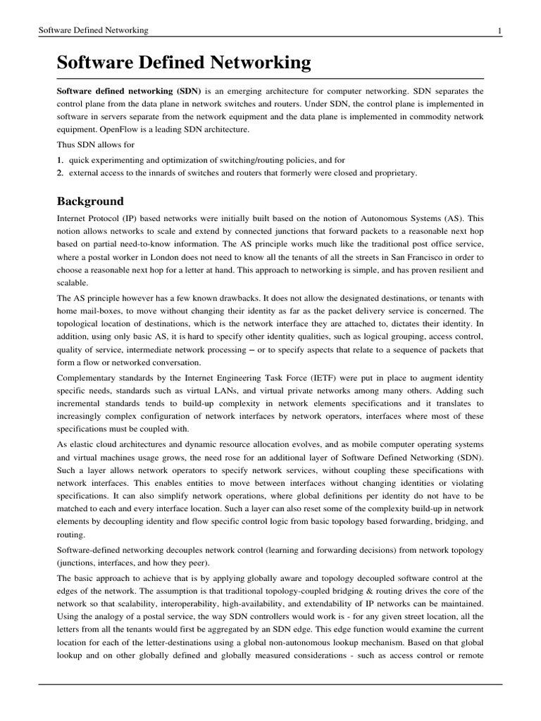 An In-Depth Look at Software Defined Networking Architectures, Applications, and Deployment ...