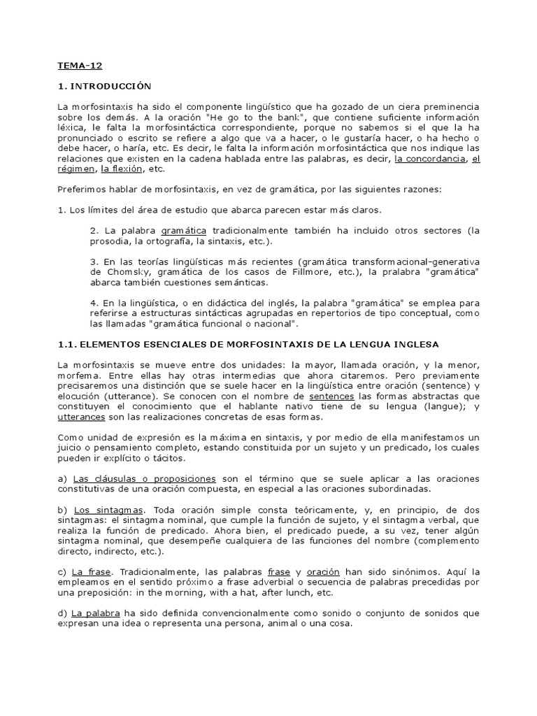 Tema 12 B | PDF | Oración (Lingüística) | Predicado (Gramática)