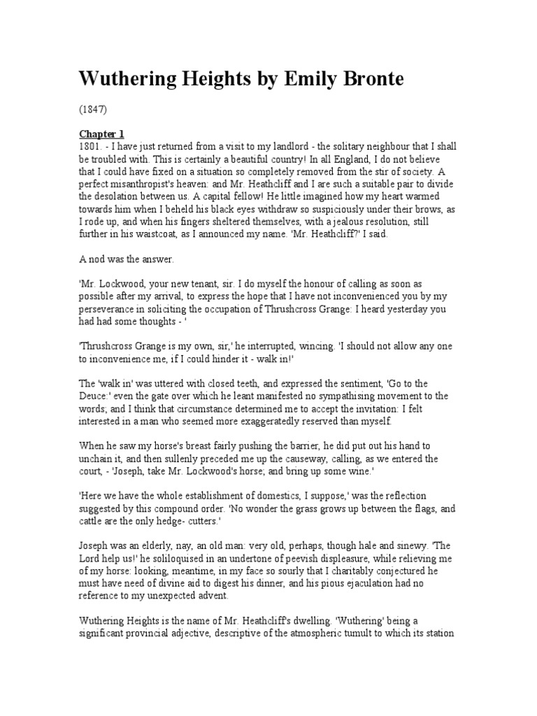 Wuthering Heights | PDF | Wuthering Heights | Heathcliff (Wuthering ...