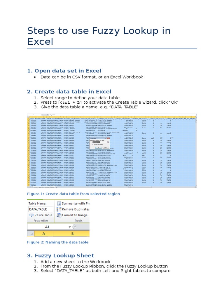 Steps To Use Fuzzy Lookup in Excel | PDF | Microsoft Excel | Data ...