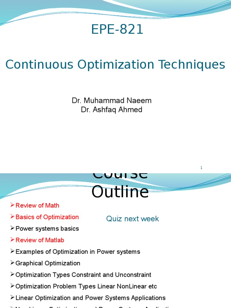 Continuous Optimization Techinique | Download Free PDF | Mathematical Optimization | Linear ...