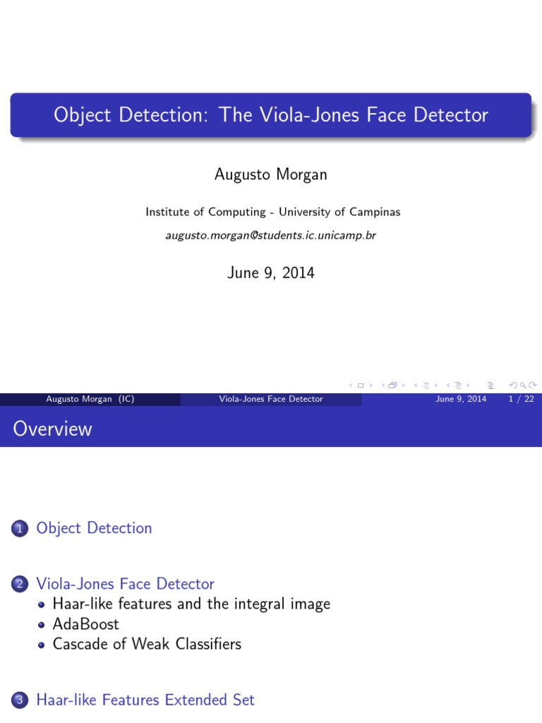 Viola Jones Presentation | Algorithms And Data Structures | Computer Vision