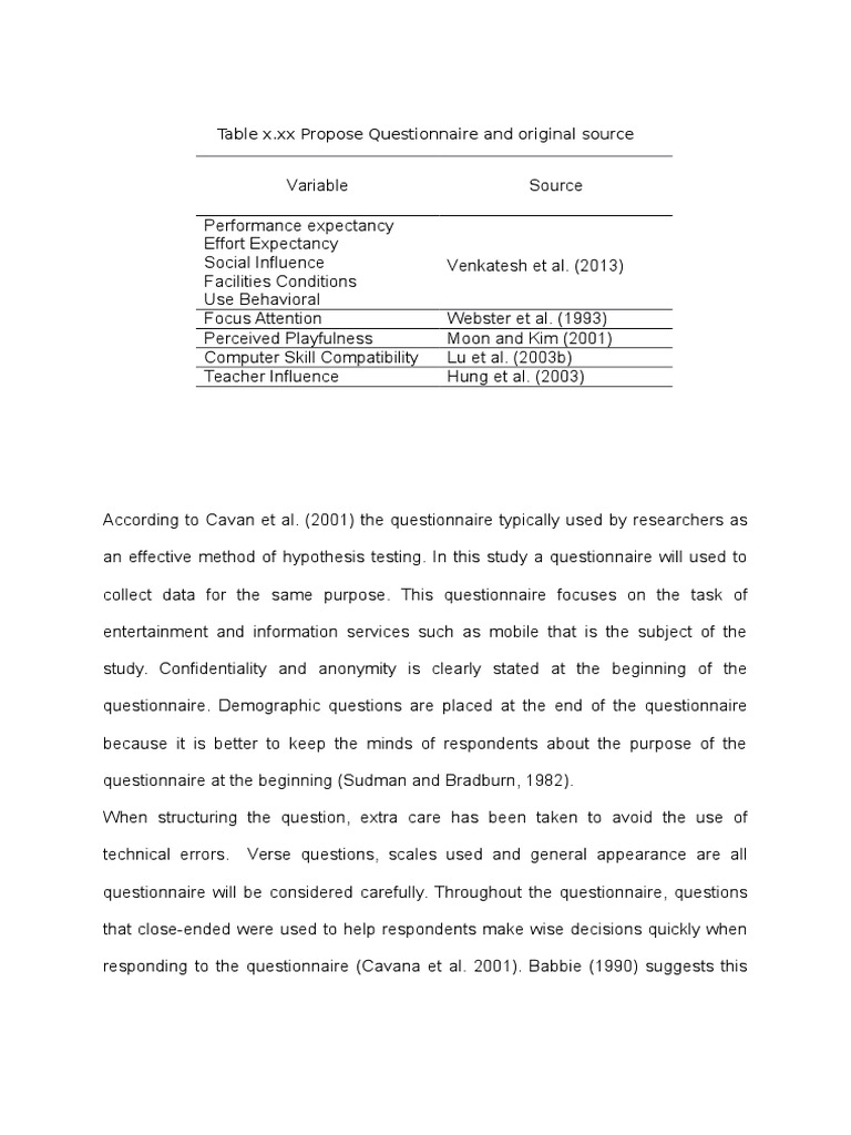 Table Questionnaire Source | Questionnaire | Likert Scale | Free 30-day ...
