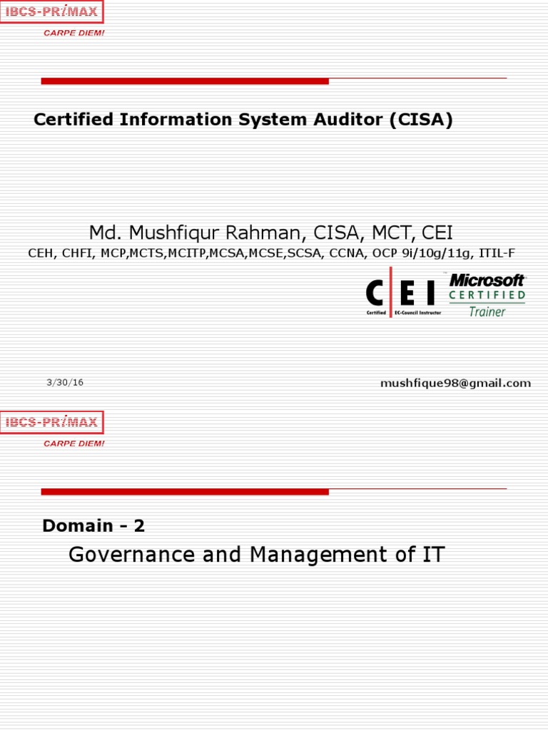 CISA Lecture Domain 2 | PDF | Corporate Governance | Information Security