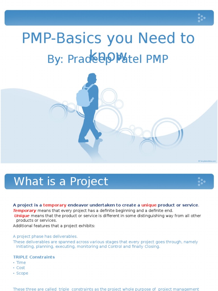 PMP-Basics You Need To Know: By: Pradeep Patel PMP | PDF | Stakeholder ...