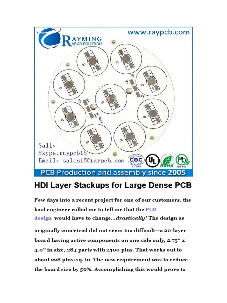 HDI Layer Stackups For Large Dense PCB | PDF | Printed Circuit Board | Capacitor