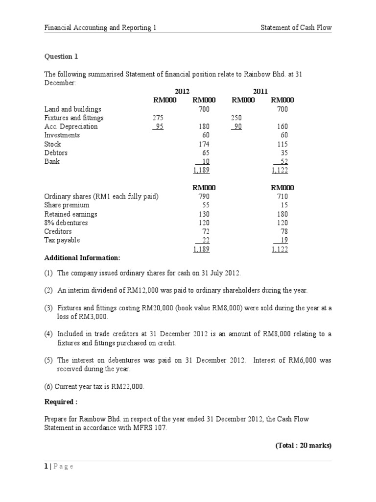 Cash Flow Statement - Tutorial | Download Free PDF | Fixed Asset ...