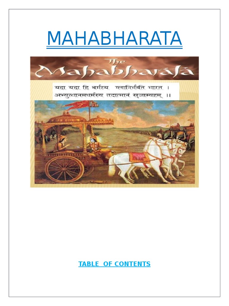 Mahabharata: Table of Contents | PDF | Mahabharata | Vaishnava Texts