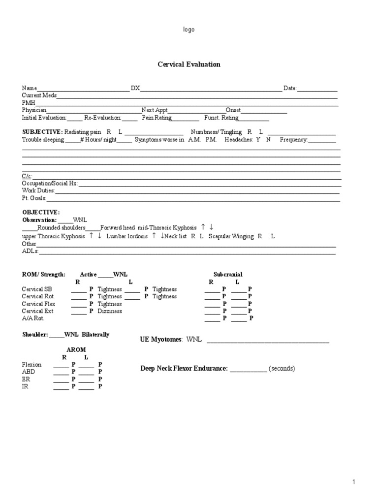 Cervical Evaluation Form Guide | PDF