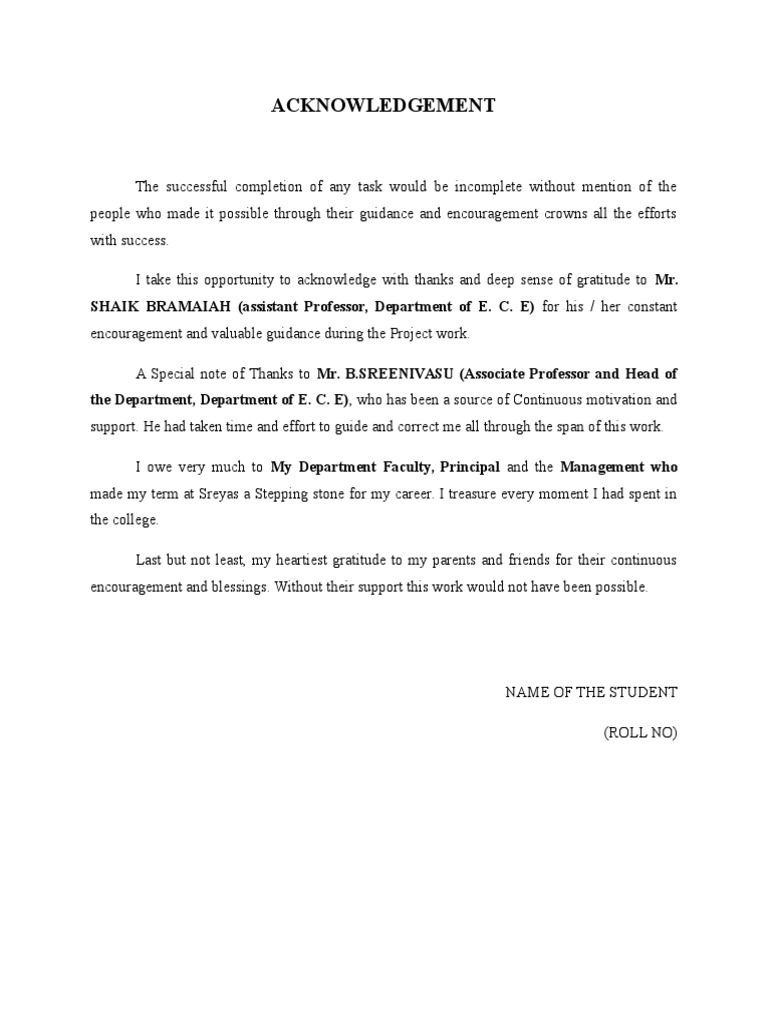 Acknowledgement | PDF | Career & Growth